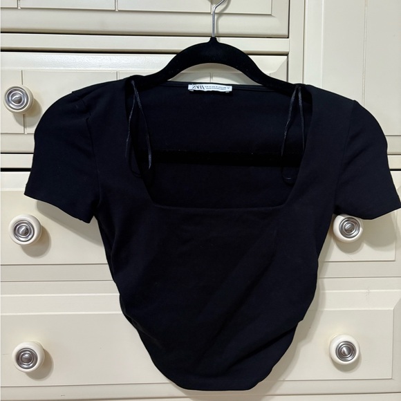 Zara | Tops | Zara Black Square Neck Top | Poshmark